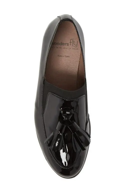 WONDERS Talla Loafer Wedge - Black Patent Leather