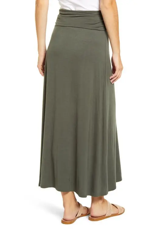 Loveappella Roll Top Maxi Skirt - Dk Olive