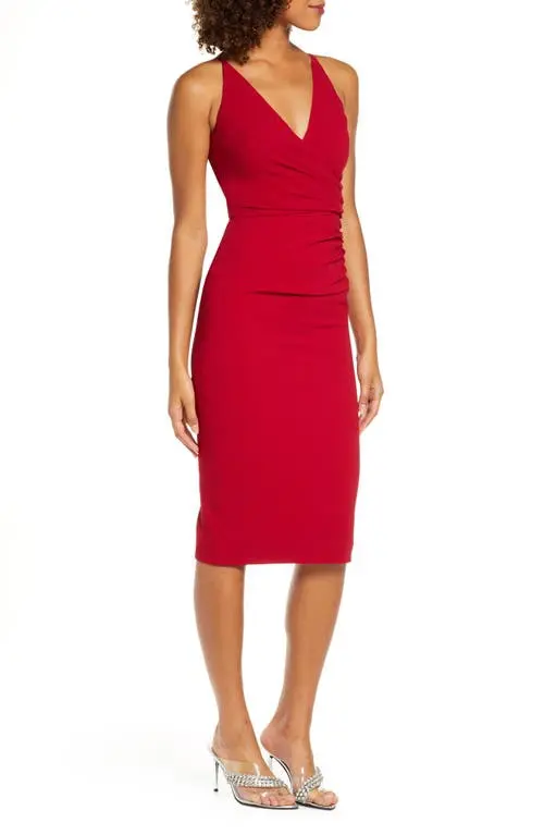Dress The Population Anita Crepe Cocktail Dress - Garnet | Editorialist