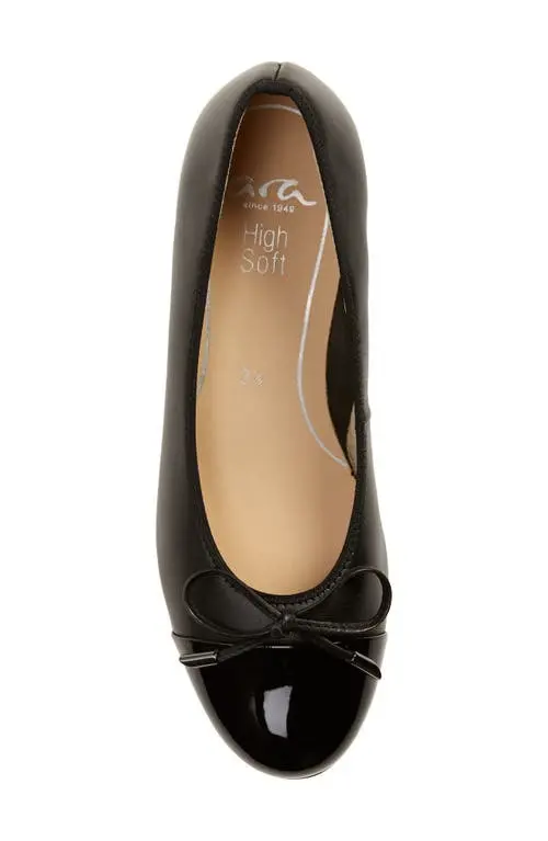 ARA Belinda Ballerina Flat - Black Leather