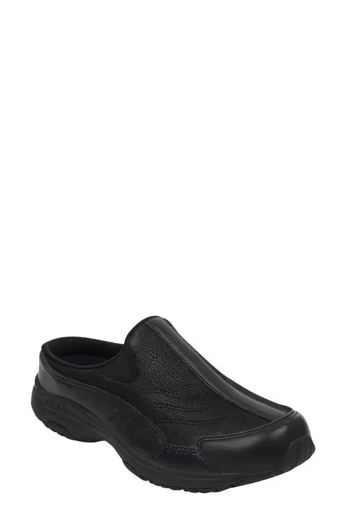 Easy Spirit Traveltime Clog Sneaker - Black Leather