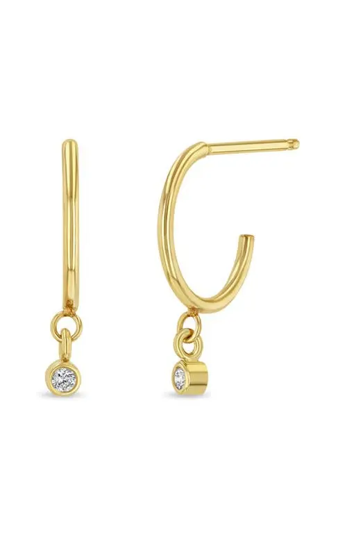 Zoe Chicco Diamond Small Hoop Earrings - Yellow Gold