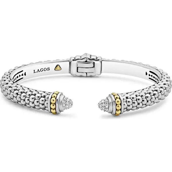 Lagos Diamond Hinge Cuff Bracelet - Silver