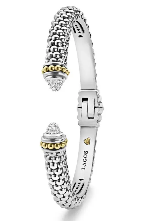 Lagos Diamond Hinge Cuff Bracelet - Silver