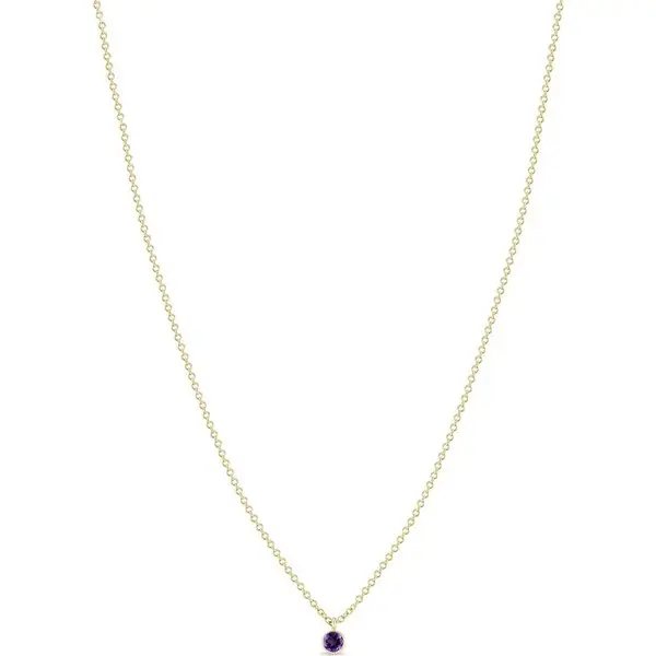 Zoe Chicco 14k Gold Bezel Birthstone Choker Necklace - Yellow Gold/amethyst