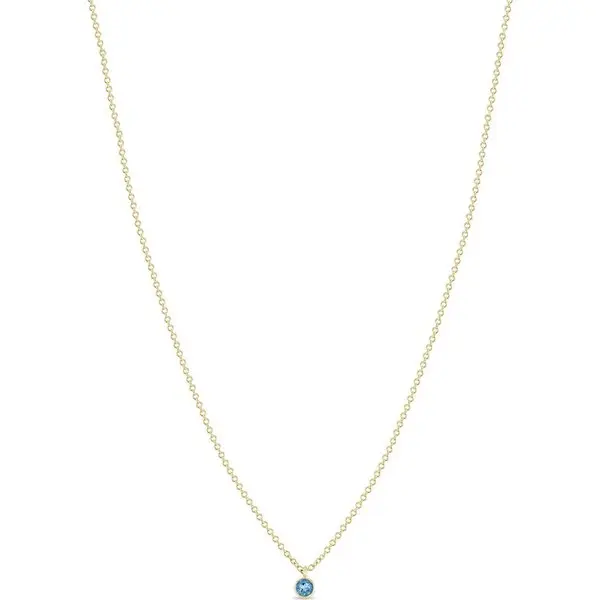 Zoe Chicco 14k Gold Bezel Birthstone Choker Necklace - Yellow Gold/aquamarine
