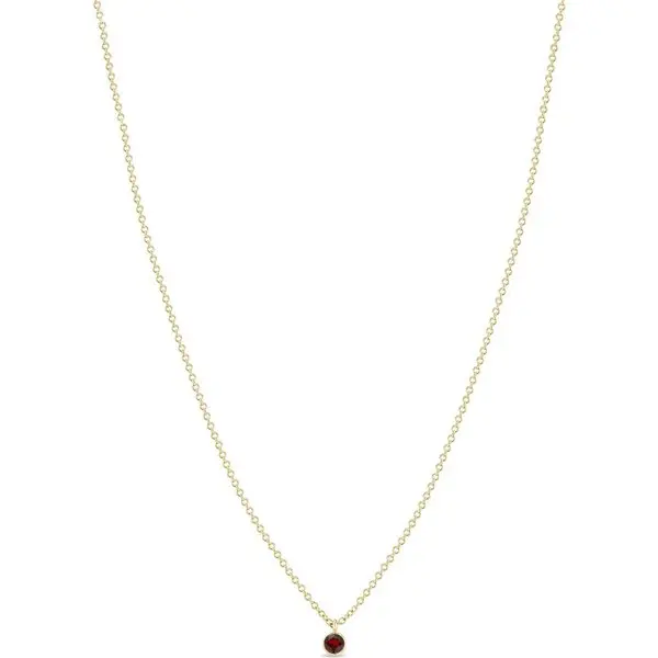Zoe Chicco 14k Gold Bezel Birthstone Choker Necklace - Yellow Gold/garnet