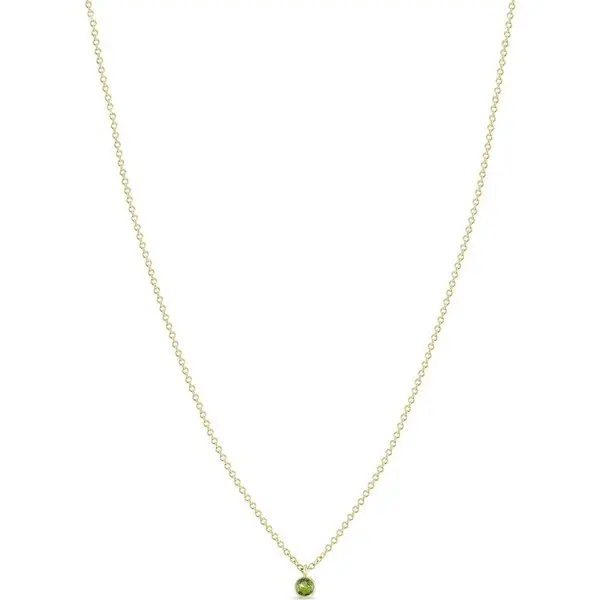 Zoe Chicco 14k Gold Bezel Birthstone Choker Necklace - Yellow Gold/peridot