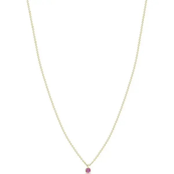 Zoe Chicco 14k Gold Bezel Birthstone Choker Necklace - Yellow Gold/pink Saphire