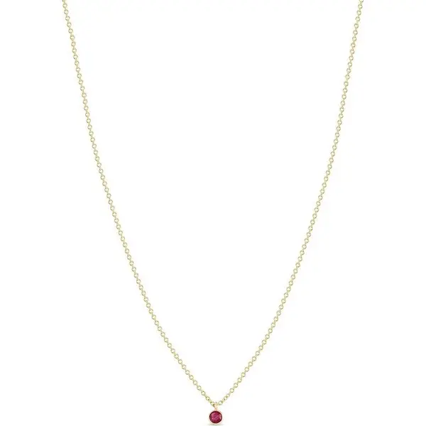 Zoe Chicco 14k Gold Bezel Birthstone Choker Necklace - Yellow Gold/ruby