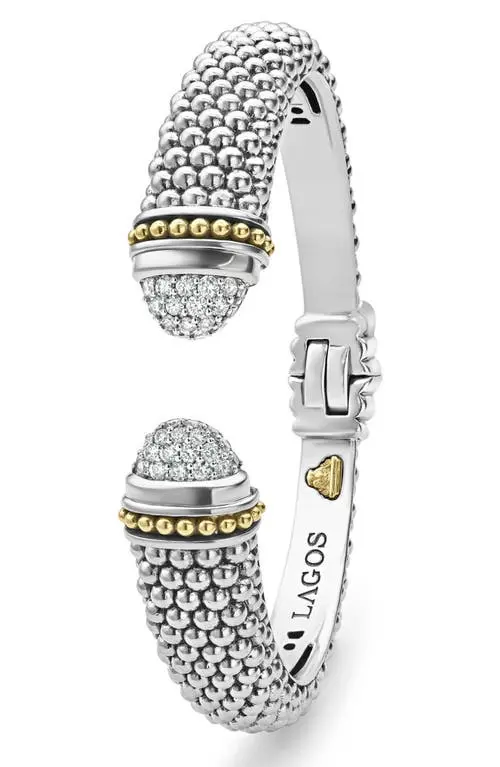 Lagos Caviar Diamond Cuff - Silver