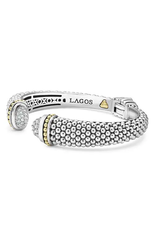 Lagos Caviar Diamond Cuff - Silver
