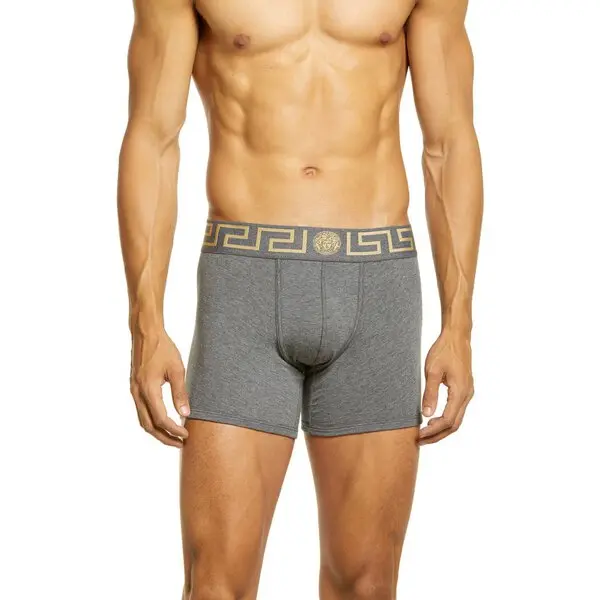 Versace 2-pack Greca Border Boxers - A91m Black/grey