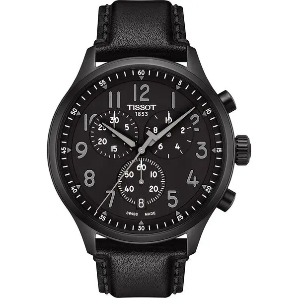 TISSOT Chrono Xl Chronograph Leather Strap Watch - Black