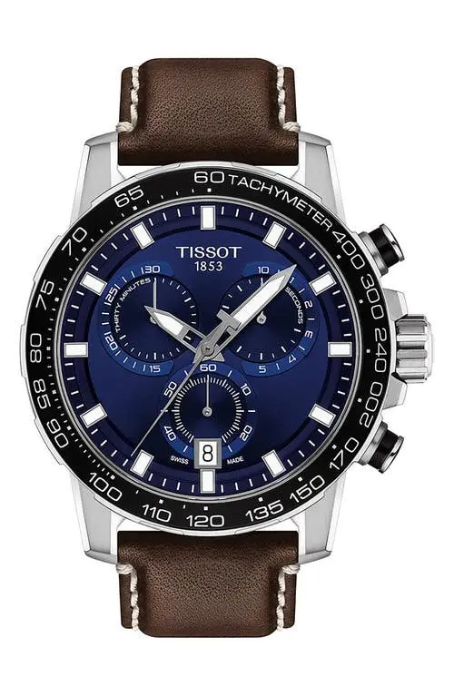 TISSOT Supersport Chronograph Leather Strap Watch - Blue