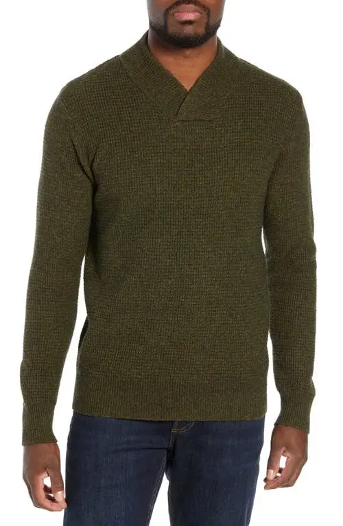 SCHOTT Waffle Knit Wool Blend Pullover - Moss Green