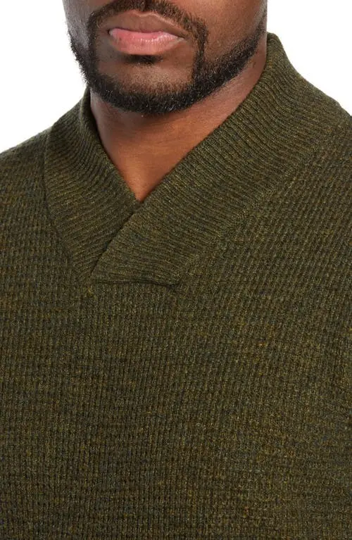 SCHOTT Waffle Knit Wool Blend Pullover - Moss Green
