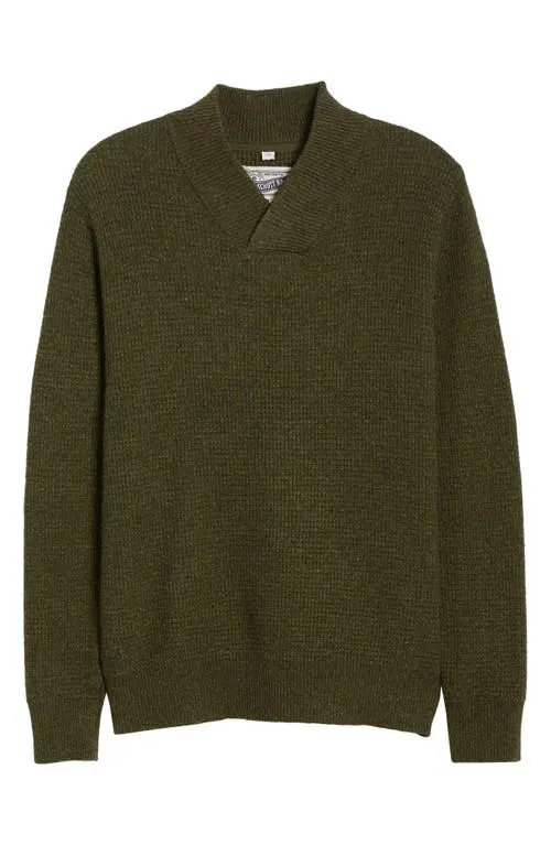 SCHOTT Waffle Knit Wool Blend Pullover - Moss Green