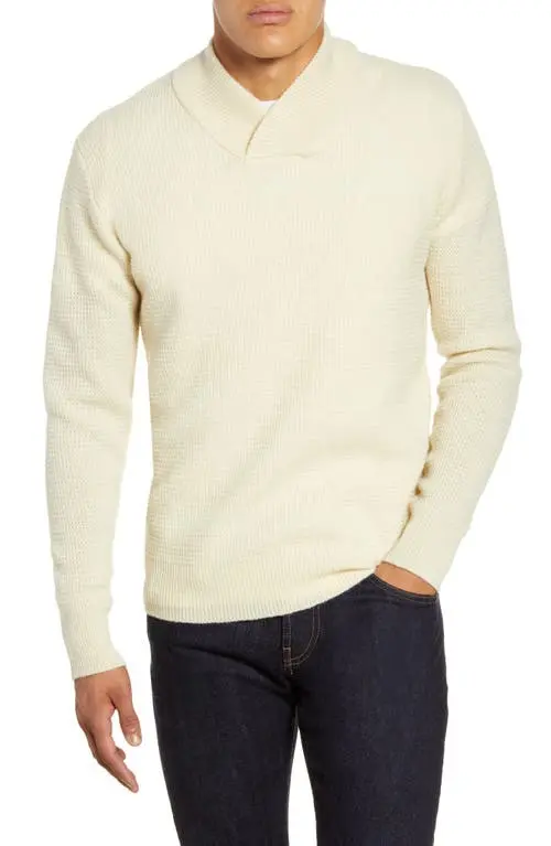 SCHOTT Waffle Knit Wool Blend Pullover - Off White