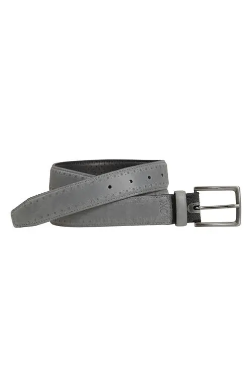 Johnston & Murphy Xc4 Perforated Leather Belt - Light Gray Leather