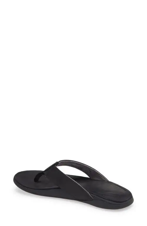 Olukai Tuahine Waterproof Flip Flop - Black/black