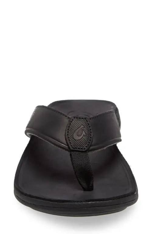 Olukai Tuahine Waterproof Flip Flop - Black/black