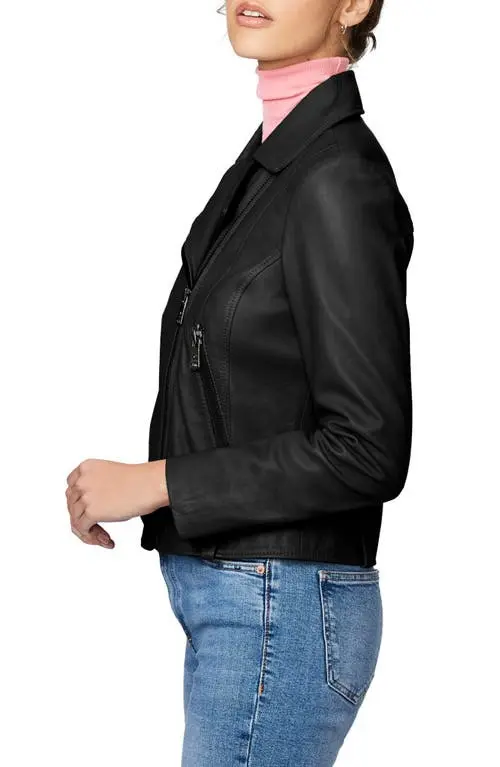 Bernardo Leather Moto Jacket - Black