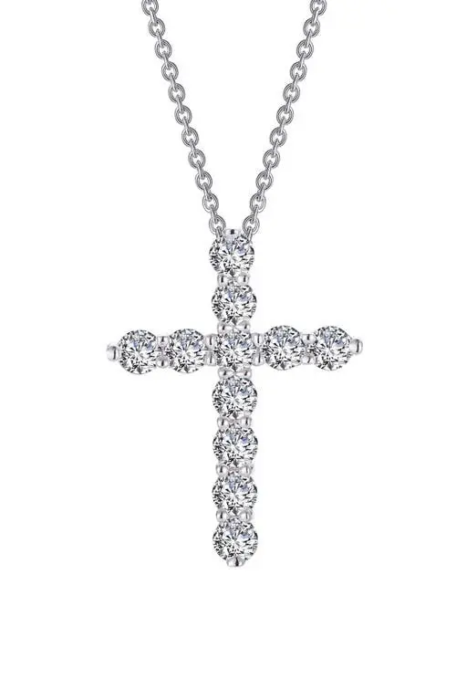 Lafonn Simulated Diamond Cross Pendant Necklace - Silver/clear