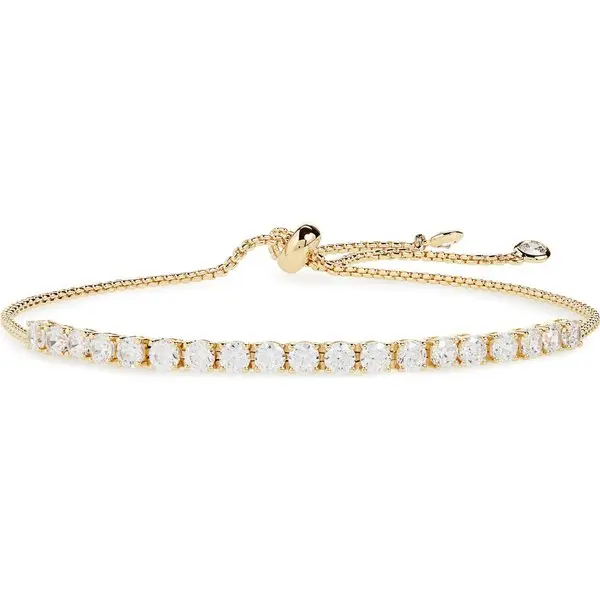 Nordstrom Cubic Zirconia Tennis Slider Bracelet - Clear/gold