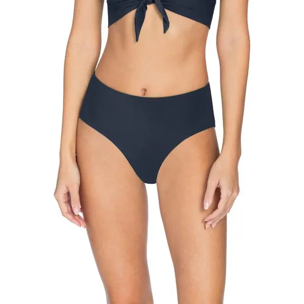 Robin Piccone Ava High Waist Bikini Bottom - Navy