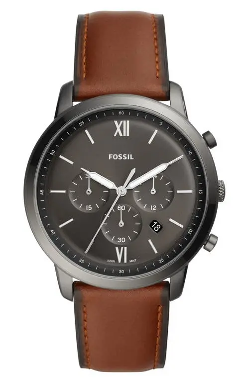 Fossil Neutra Chronograph Strap Watch - Brown/grey/smoke