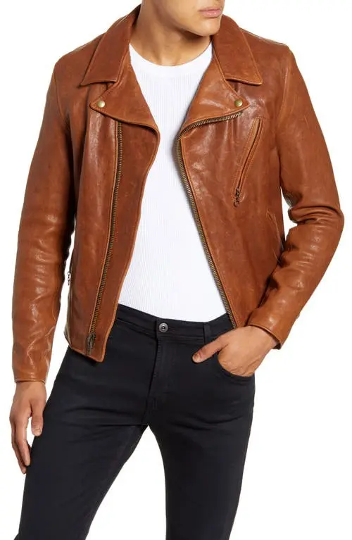 SCHOTT Leather Moto Jacket - Mustang