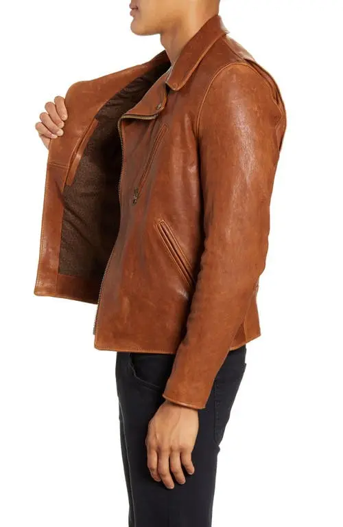 SCHOTT Leather Moto Jacket - Mustang