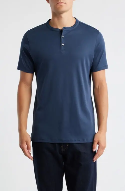 Robert Barakett Georgia Solid Henley Shirt - Blue Night