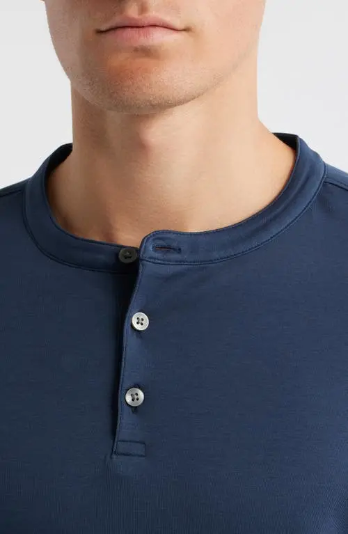 Robert Barakett Georgia Solid Henley Shirt - Blue Night