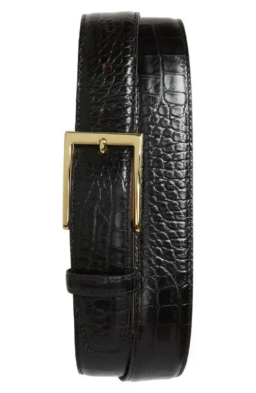 Torino Gator Grain Embossed Leather Belt - Black