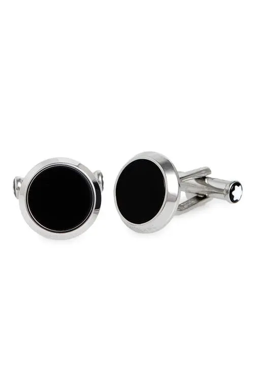 Montblanc Onyx Cuff Links - Stainless Steel