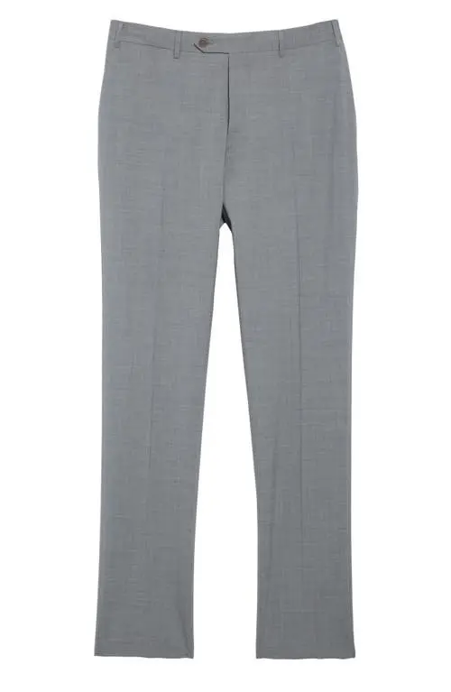 Canali Flat Front Classic Fit Stretch Wool Trousers - Charcoal
