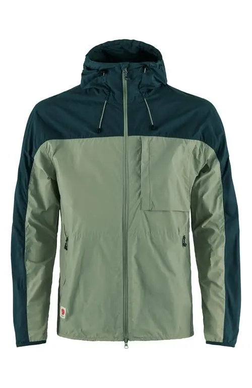 Fjallraven High Coast Hooded Windbreaker Jacket - Patina Green-navy