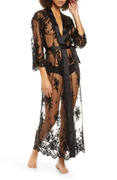 Rya Collection Darling Sheer Lace Robe - Black