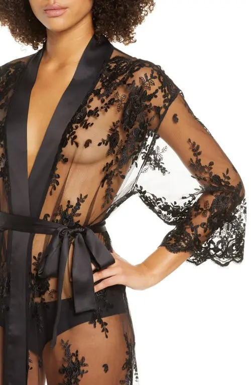 Rya Collection Darling Sheer Lace Robe - Black