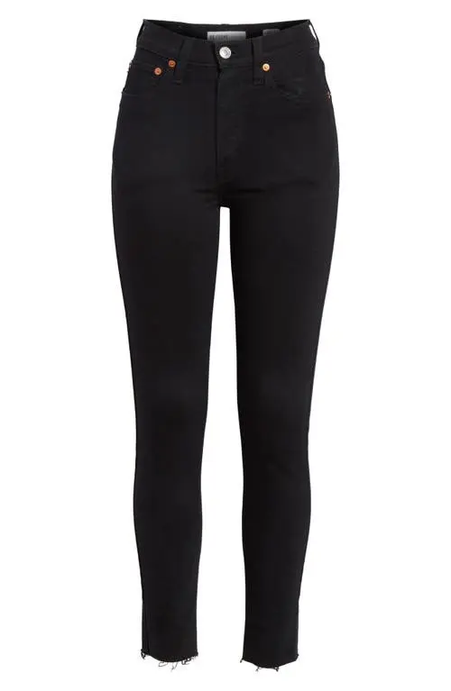 RE/DONE High Waist Stretch Ankle Jeans - Black
