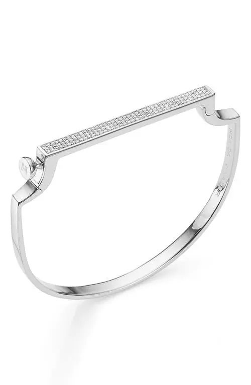 Monica Vinader Signature Pavé Diamond Bangle - Silver