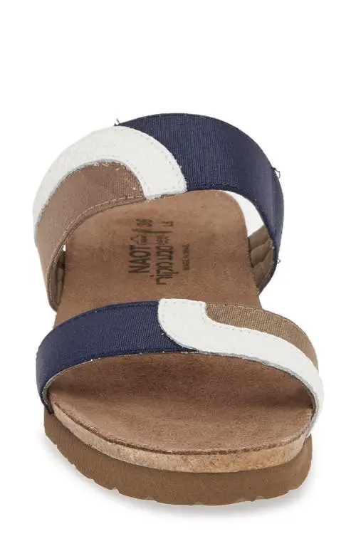 Naot Frankie Slide Sandal - White/blue/khaki Leather
