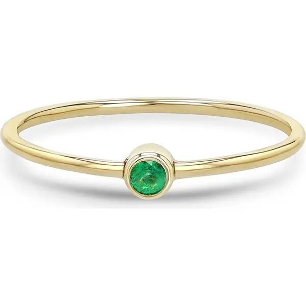 Zoe Chicco 14k Gold Bezel Birthstone Stacking Ring - Yellow Gold/emerald