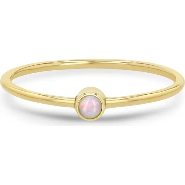 Zoe Chicco 14k Gold Bezel Birthstone Stacking Ring - Yellow Gold/opal