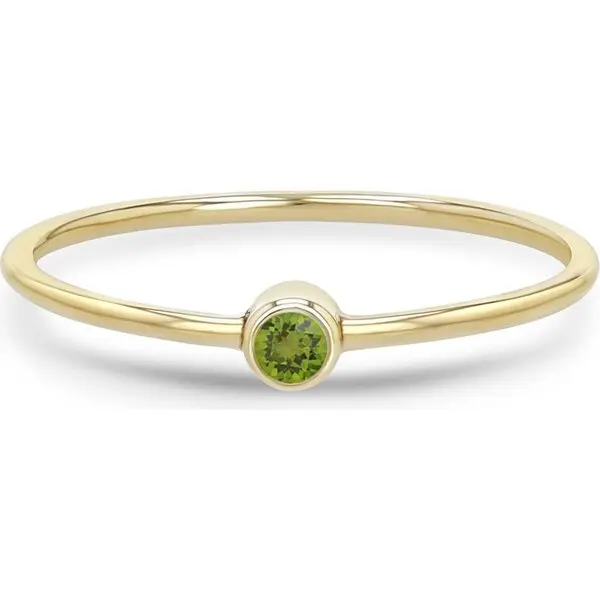 Zoe Chicco 14k Gold Bezel Birthstone Stacking Ring - Yellow Gold/peridot