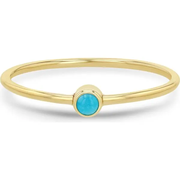 Zoe Chicco 14k Gold Bezel Birthstone Stacking Ring - Yellow Gold/turquoise