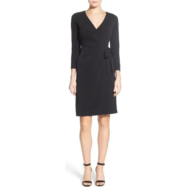 Anne Klein Faux Wrap Jersey Dress