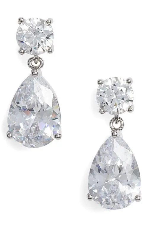 Nordstrom Cubic Zirconia Drop Earrings - Clear- Silver